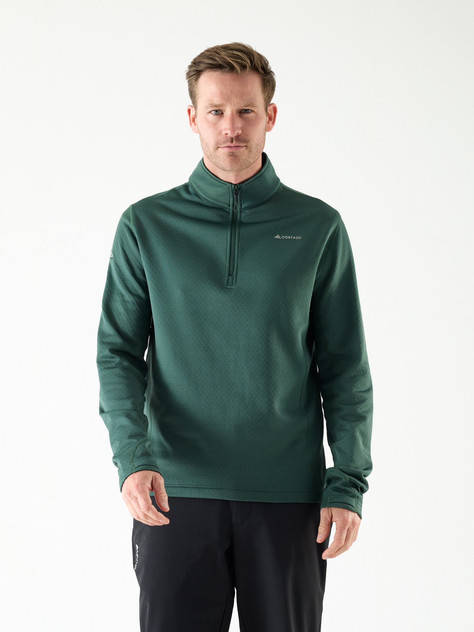 AR Lightweight Fleece Half-Zip 10M Dark Green | Men – Cortazu